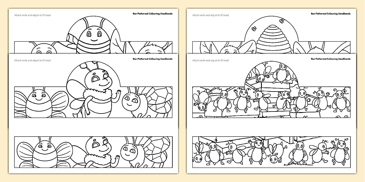 Bee-Patterned Colouring Headbands (professor feito) - Twinkl
