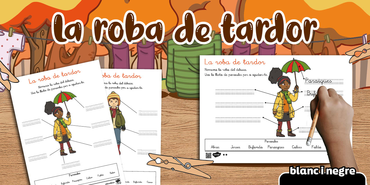 Fitxa d'activitat per nivells: Nomena la roba de tardor - Valencià