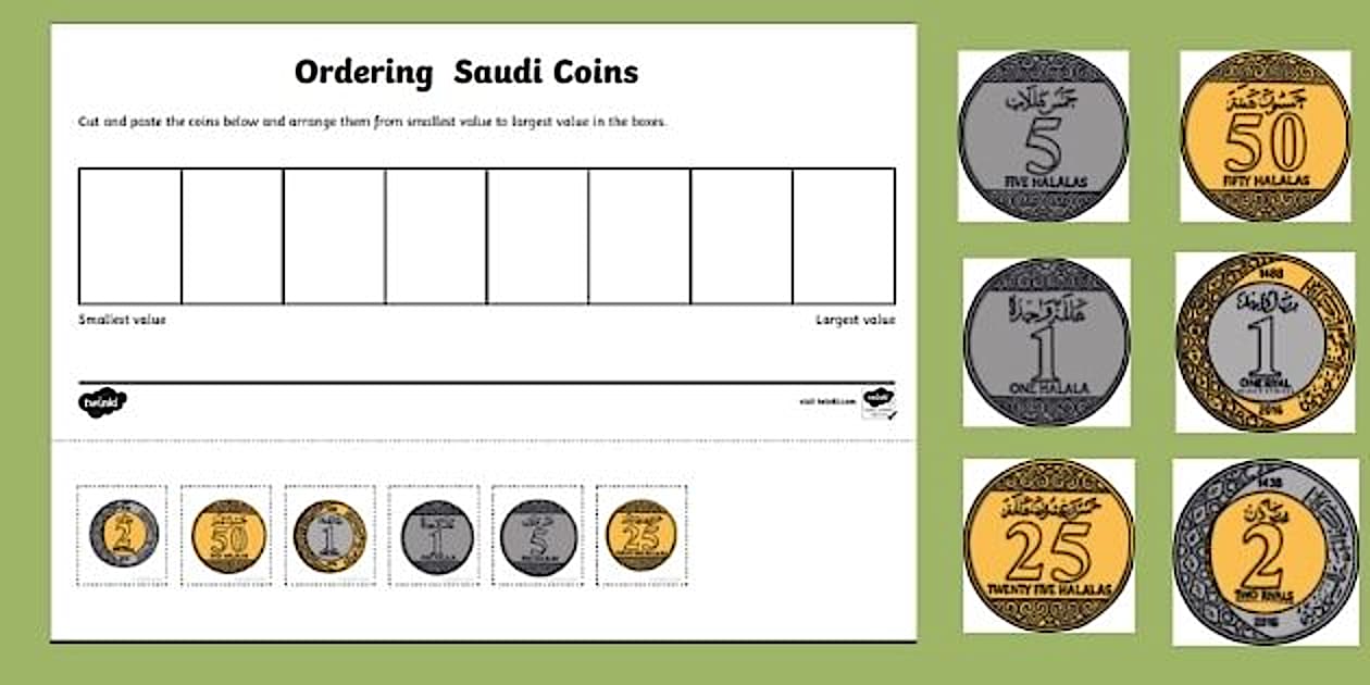 Ordering Saudi Coins (teacher made) - Twinkl