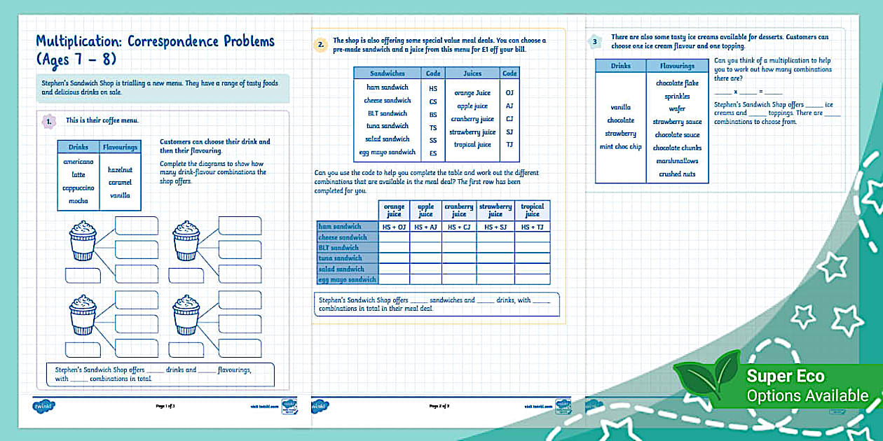 Multiplication: Correspondence Problems (Ages 7 - 8)