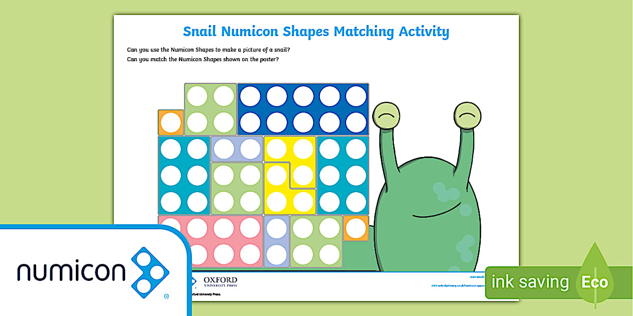 👉 Snail Numicon Shape Matching Activity - Twinkl
