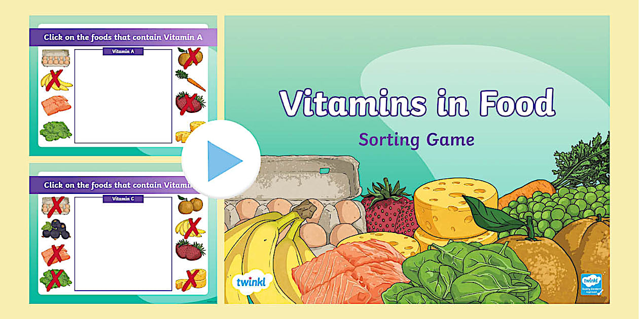 Life Skills: Vitamins in Food Sorting Game PowerPoint