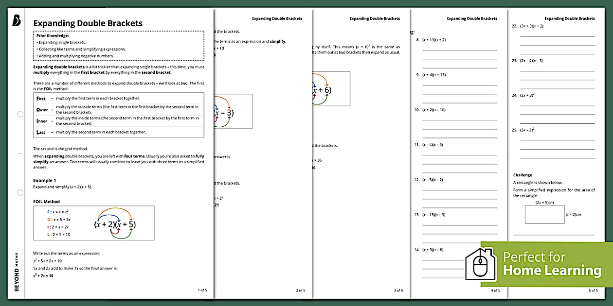 👉 Expanding Double Brackets KS3 Walkthrough Worksheet