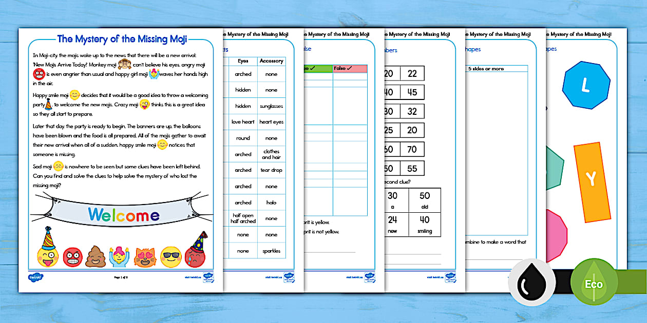 The Mystery of the Missing Moji Math Mystery Game - Twinkl