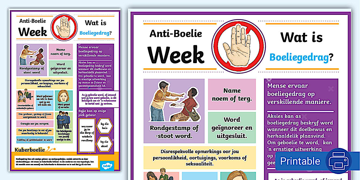 Wat is Boelie - Vertoon plakkaat (teacher made) - Twinkl