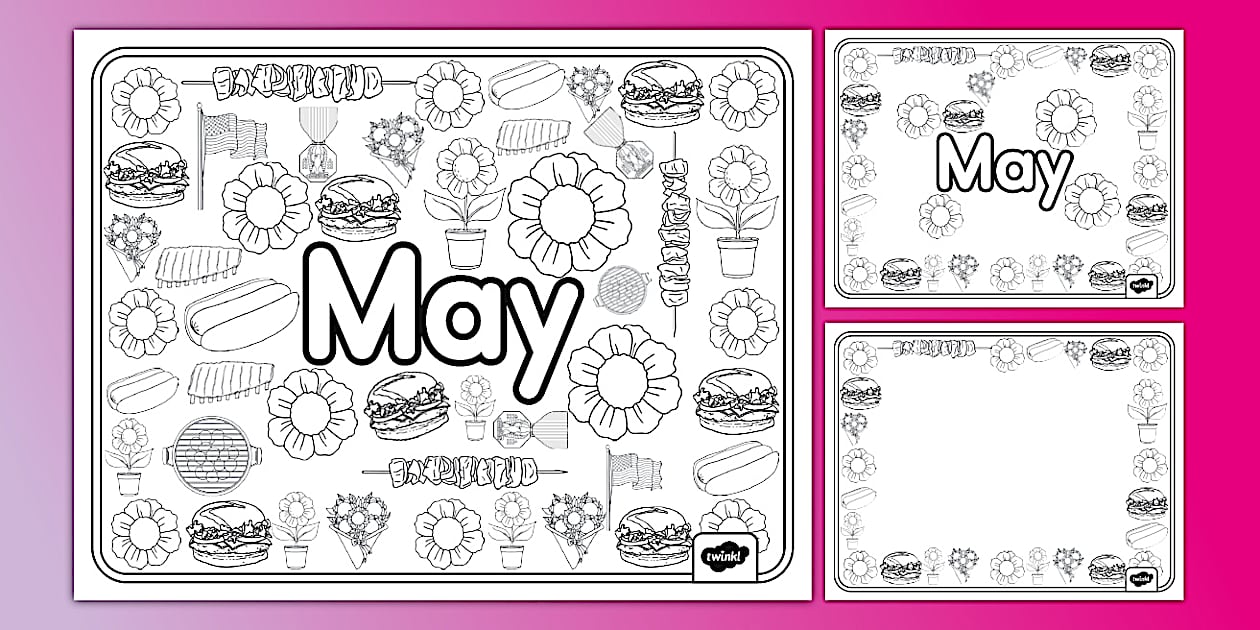 Let's Doodle! May Coloring Sheets (teacher made) - Twinkl