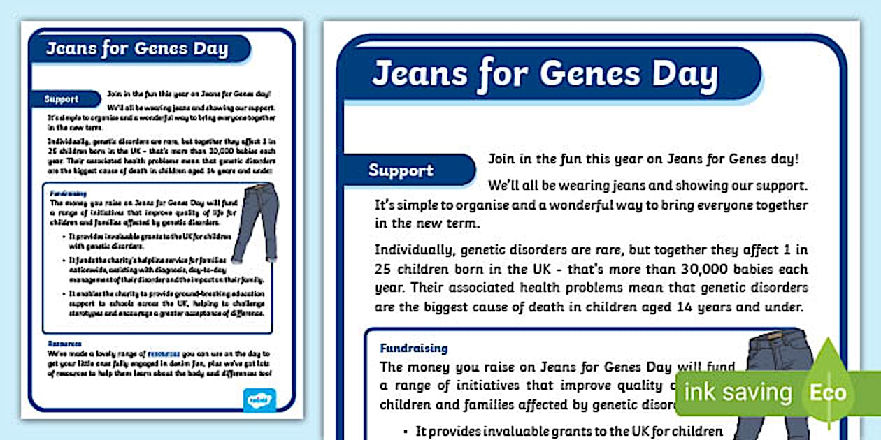 Jeans for Genes Day Information Sheet (teacher made)