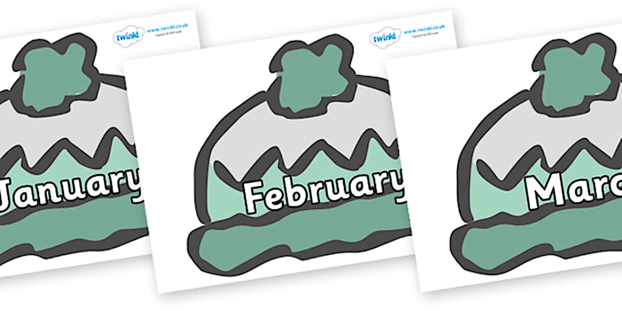 Months of the Year on Woolly Hats (Plain) (teacher made)