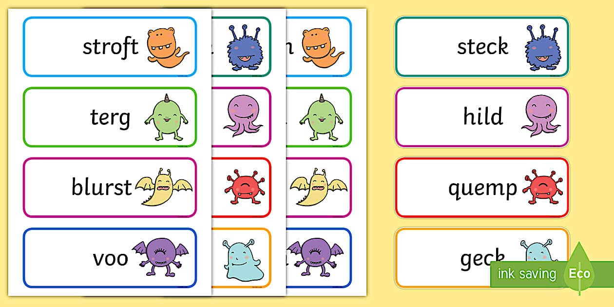 SA Phonics Screening Nonsense Word Cards (teacher made)