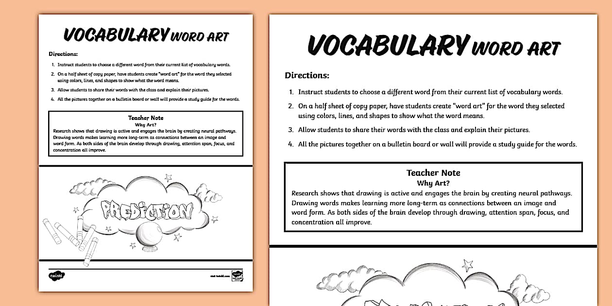 Vocabulary Word Art for 6th-8th Grade