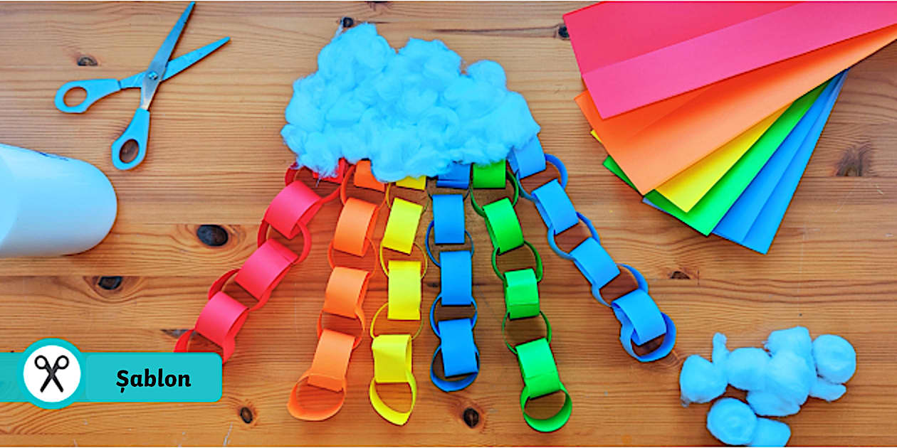 Curcubeu din inele de hârtie – Activitate practică