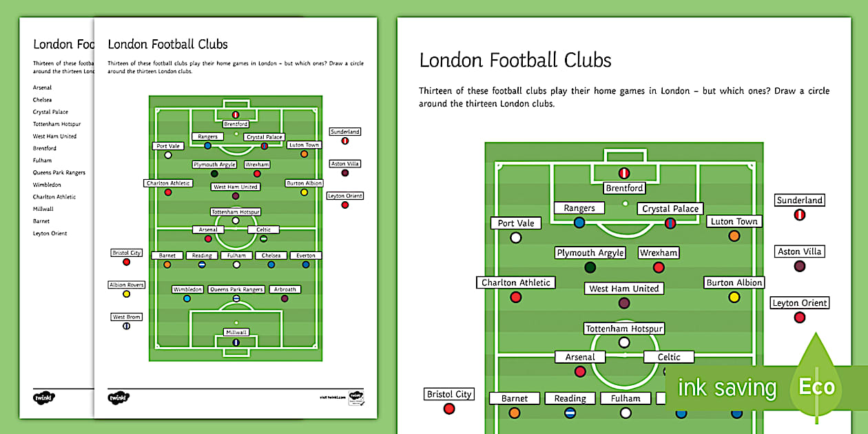 London Clubs Champions League Final Worksheet / Worksheet