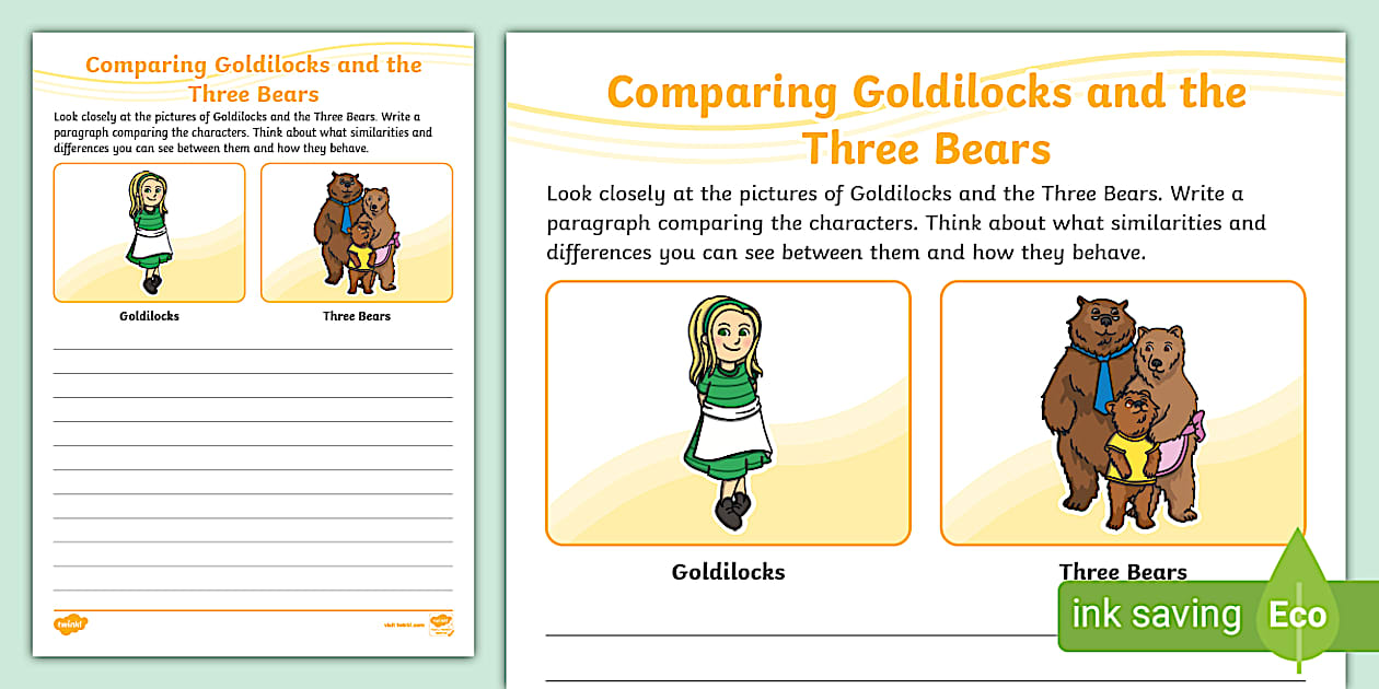 Comparing Goldilocks and the Three Bears Worksheet - Twinkl