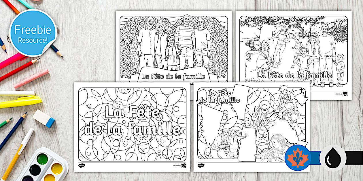 Family Day Mindfulness Colouring Pages French