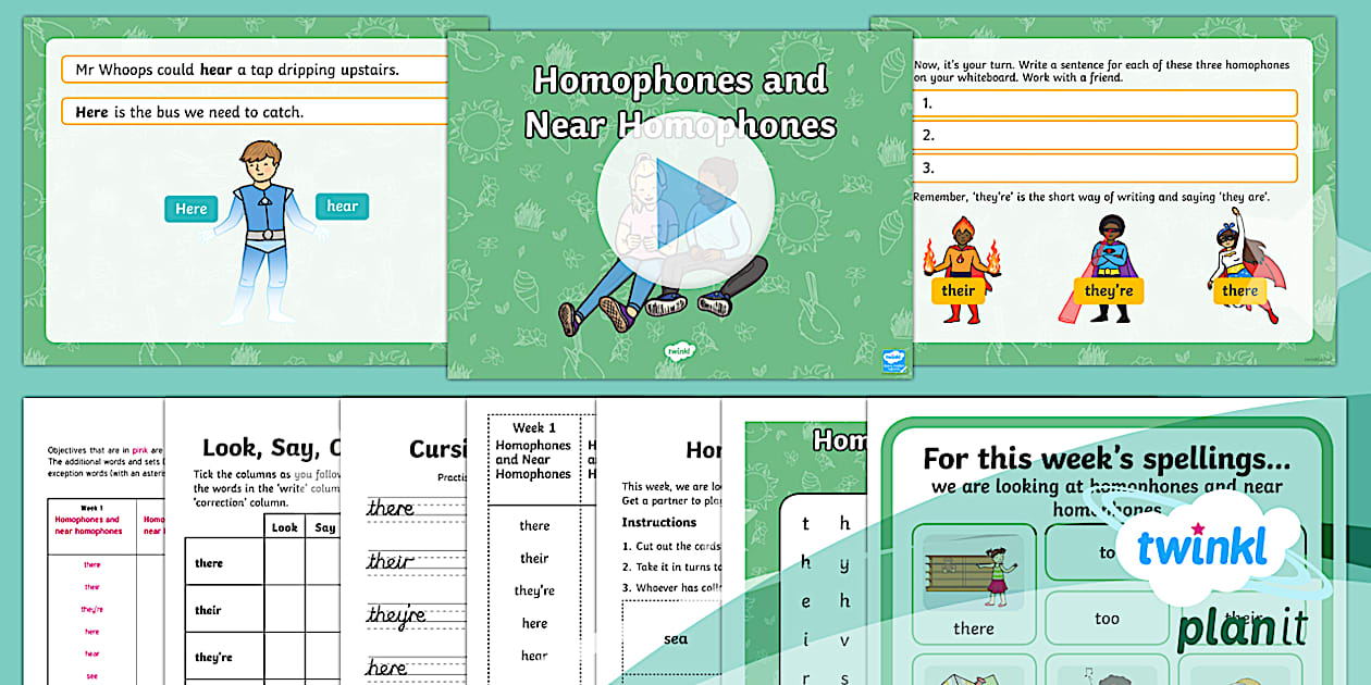 PlanIt English Y2 Term 3B W1: Homophones and near Homophones Spelling Pack