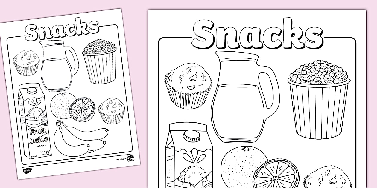 Snacks Colouring Page (Teacher-Made) - Twinkl