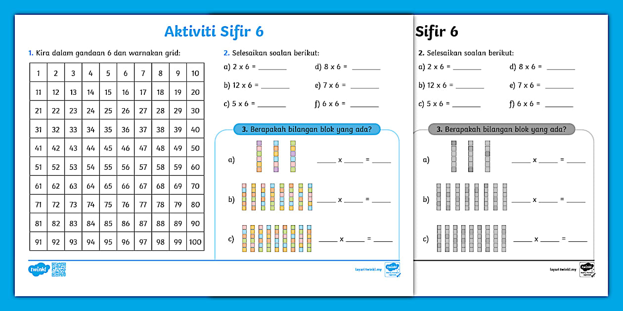 Aktiviti Latihan Sifir 6 Sekolah Rendah Yang Padat - Twinkl
