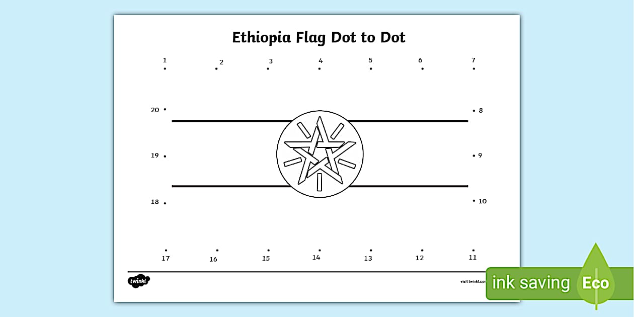 Ethiopia Flag Dot to Dot Worksheet | Twinkl KS1 | Geography