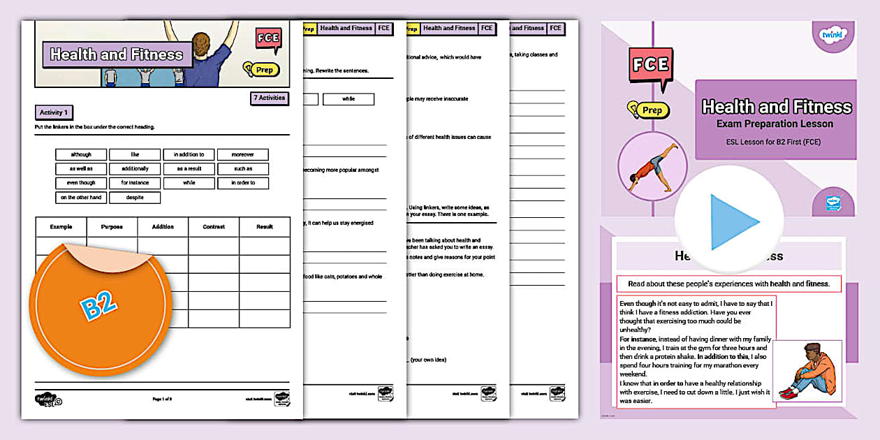 B2 First (FCE) Exam Prep - Health and Fitness and Linkers