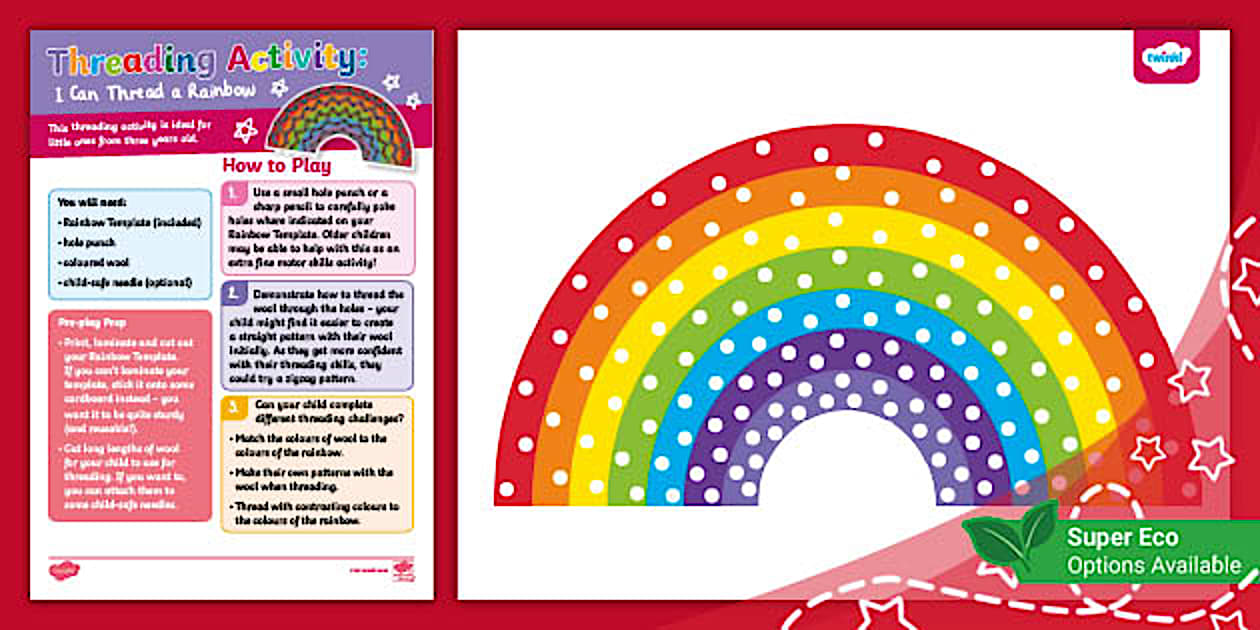 Rainbow Threading Activity: I Can Thread a Rainbow - Twinkl