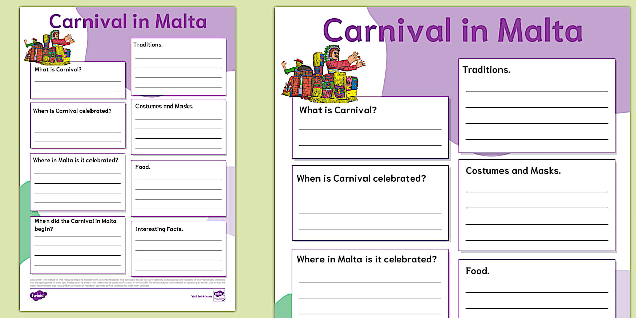 Carnival of Malta Fact File Template