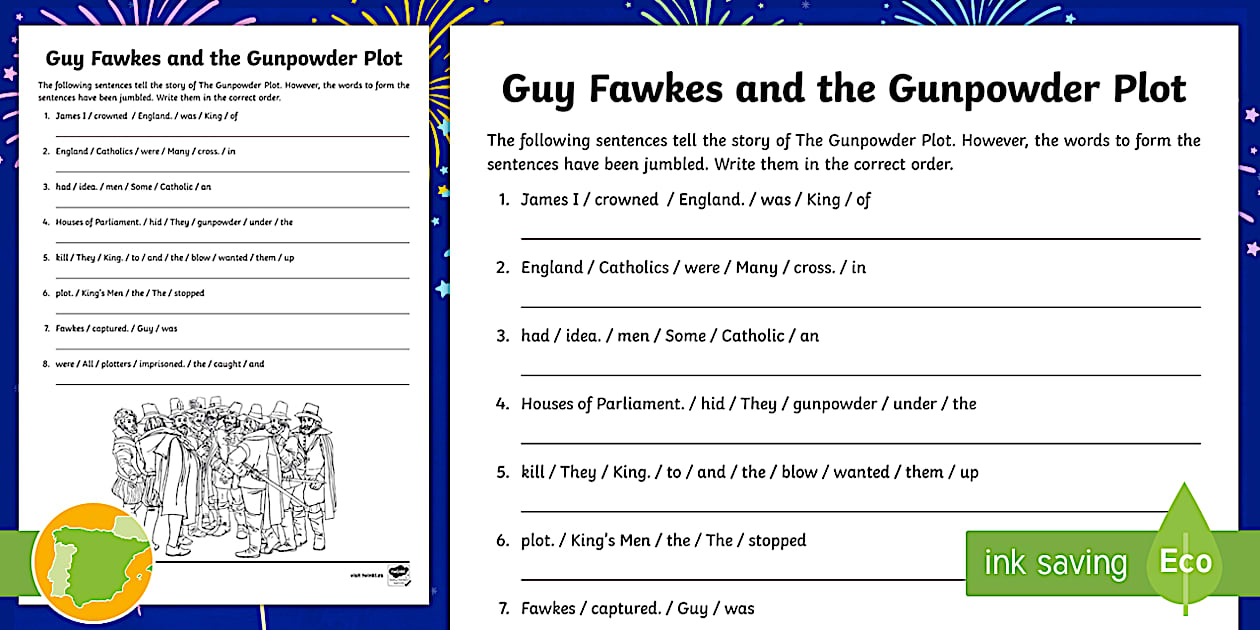 A2 Ficha de actividad: Guy Fawkes - Inglés - Twinkl