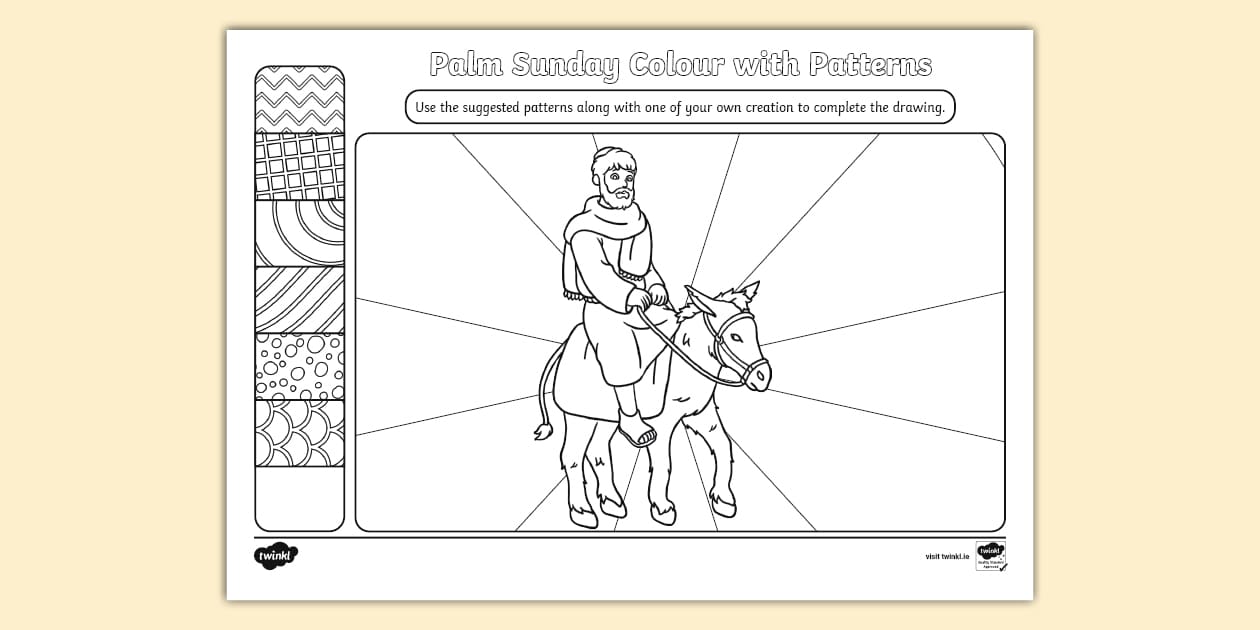 Palm Sunday Colour with Patterns Activity - Twinkl