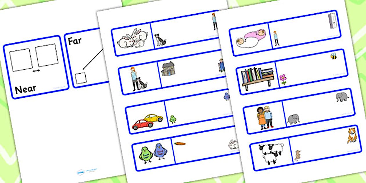 Near And Far Picture Description Cards - positional language