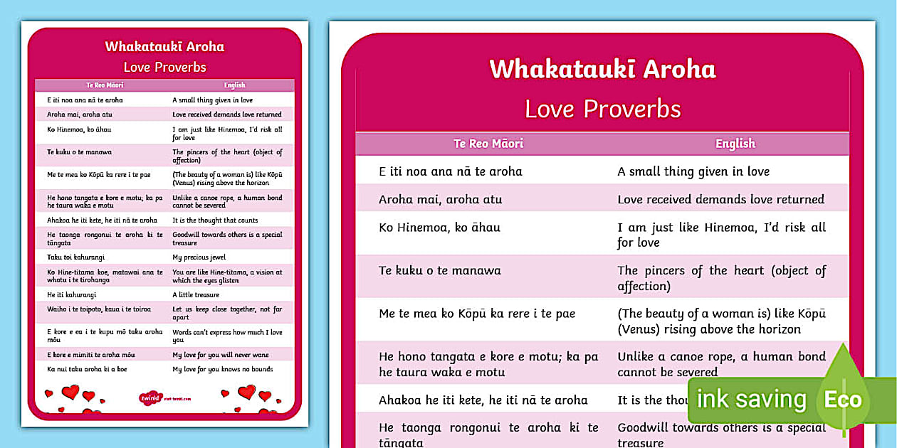 Māori Proverbs about Love | English Resource | Primary