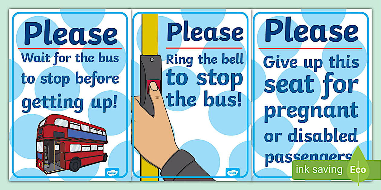 On the Bus Role Play Signs - Twinkl
