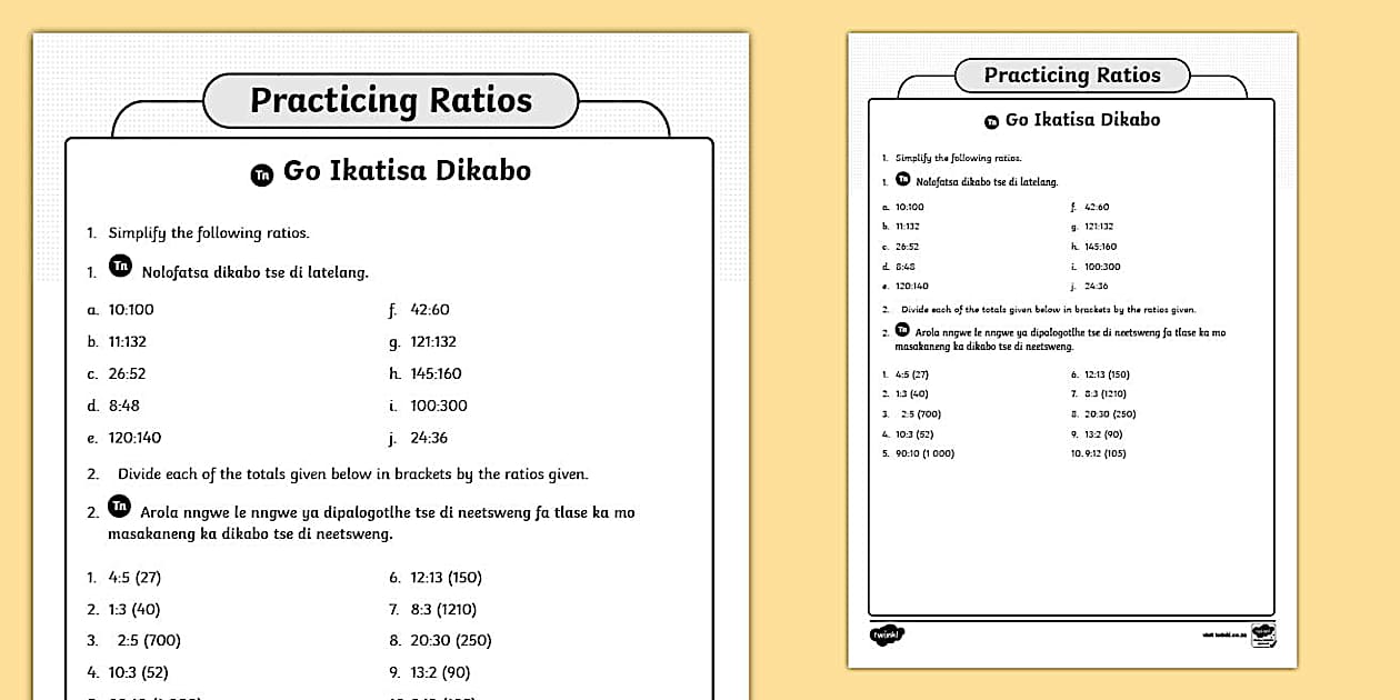Practicing Ratios Setswana