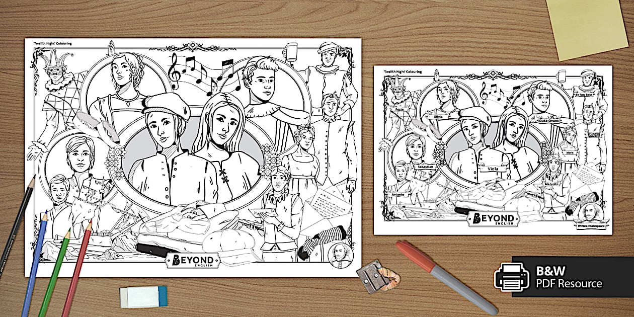 'Twelfth Night' Colouring Sheets (teacher made) - Twinkl