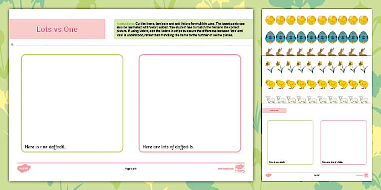 Spring Lots vs One Workstation Activity Pack (teacher made)