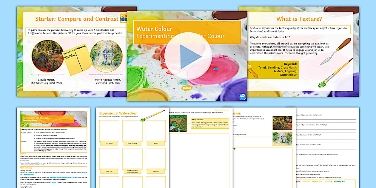 Introduction to Watercolour Lesson Pack (teacher made)