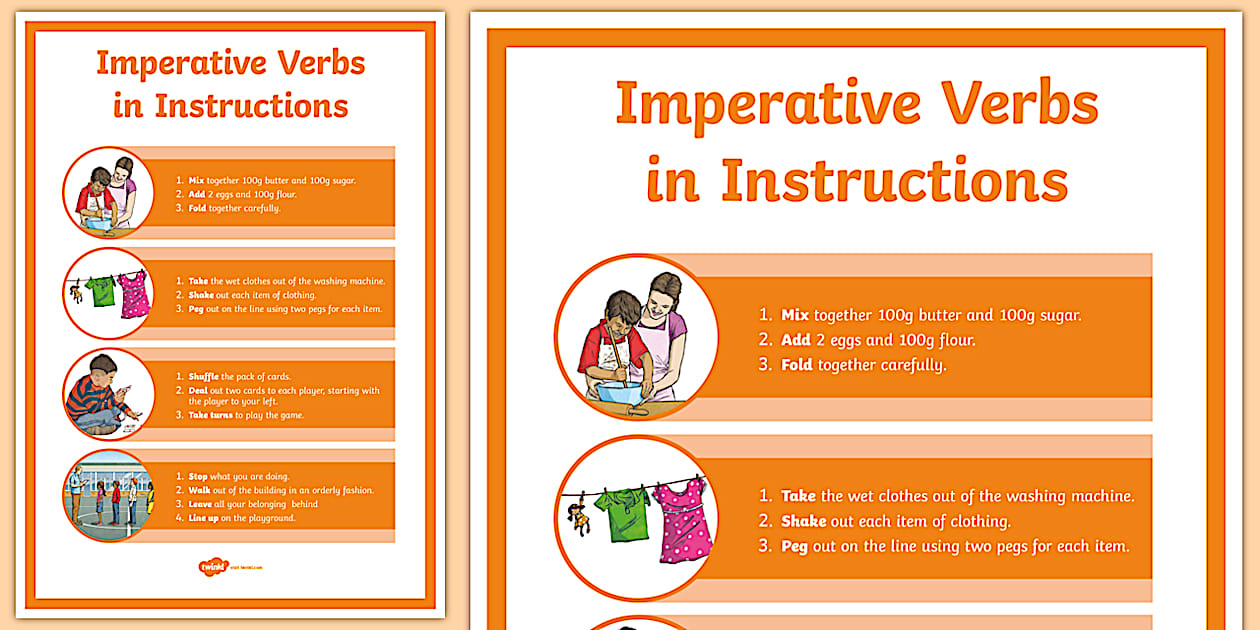 Editable Imperative Verbs In Instructions Posters - Twinkl