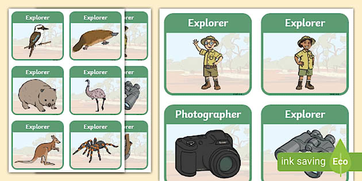 Cursive Outback Explorer Role Play Badges - Twinkl