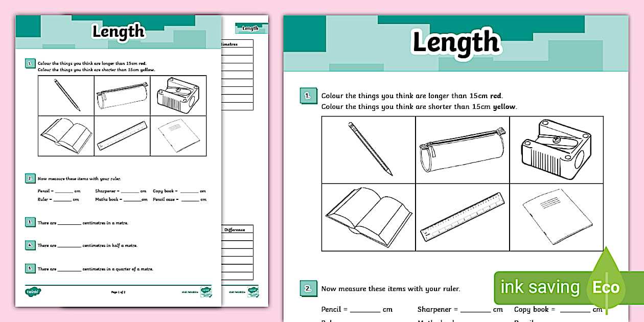 Editable Measuring Length Worksheets (teacher made) - Twinkl