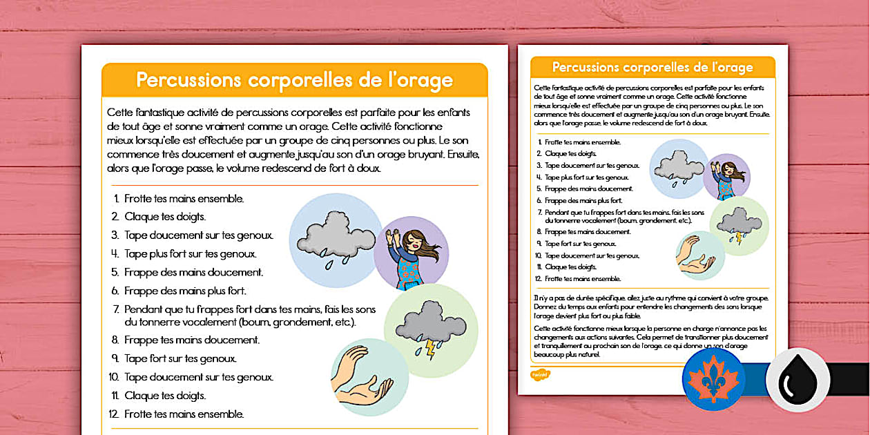 Body Percussion Rainstorm Activity French (teacher made)