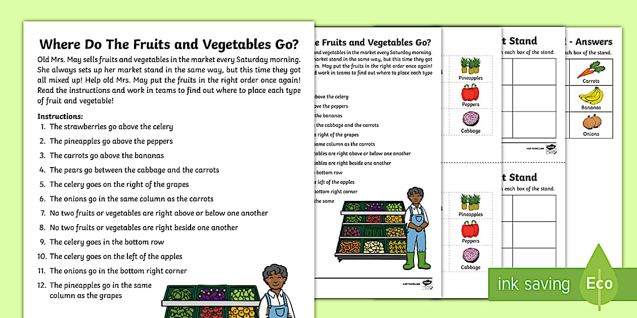 Where Do the Fruits and Vegetables Go? Game (teacher made)