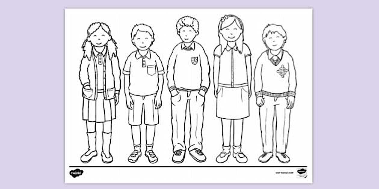 School Children Colouring Sheet | Colouring Sheets - Twinkl