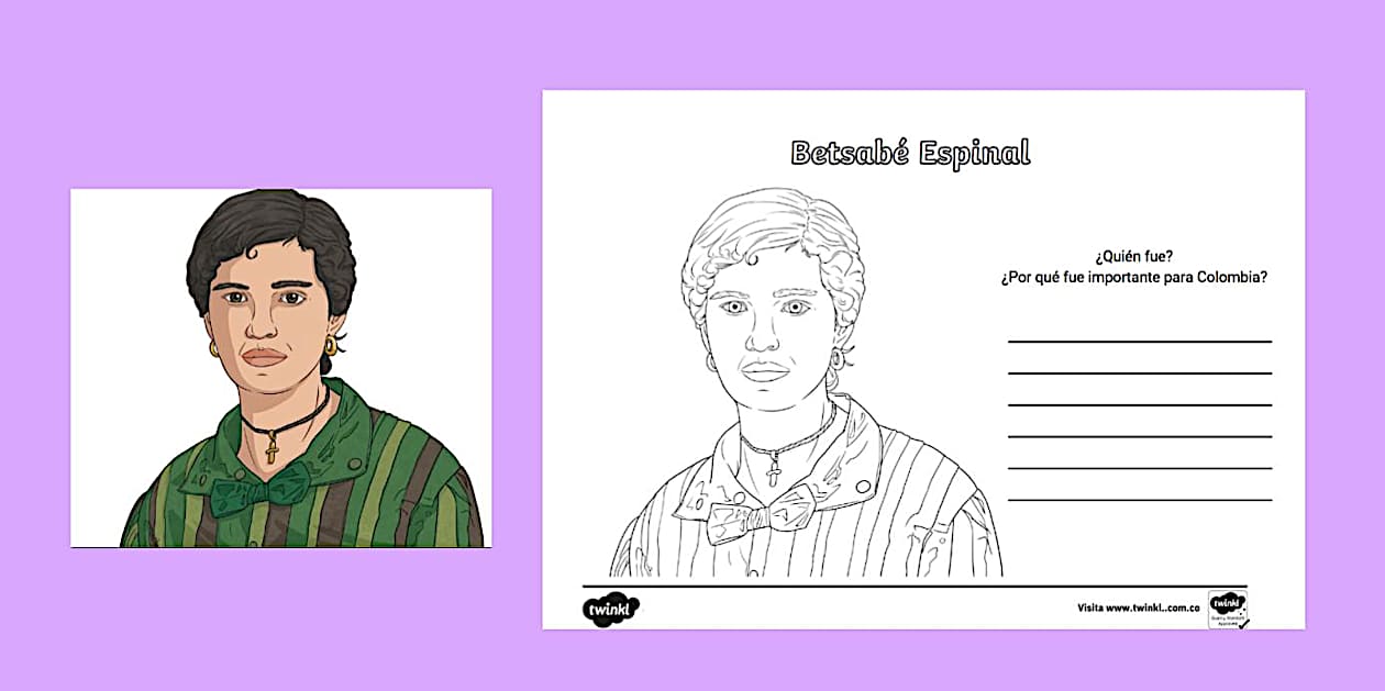 Betsabé Espinal (Dibujo para colorear y a color) - Twinkl
