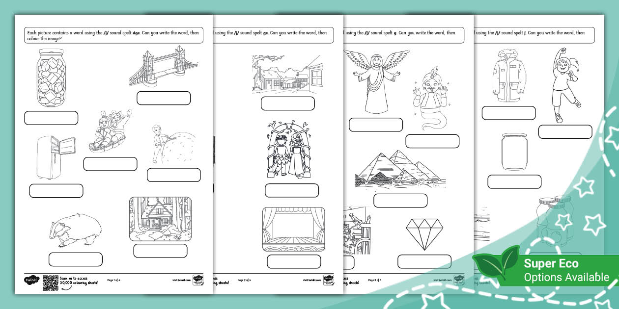 Spelling Colouring Pack: dge, ge, g and j