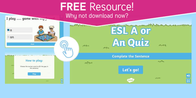 FREE! - ESL A or An Quiz (teacher made) - Twinkl