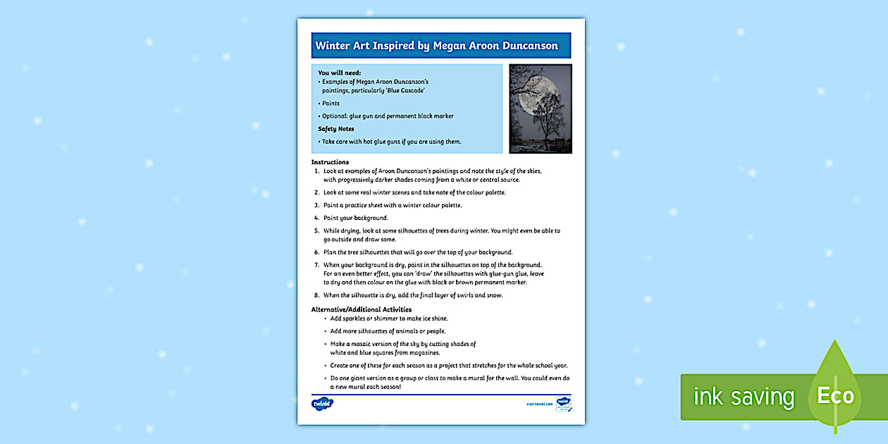 KS2 Winter Art Inspired by Megan Aroon Duncanson Activity