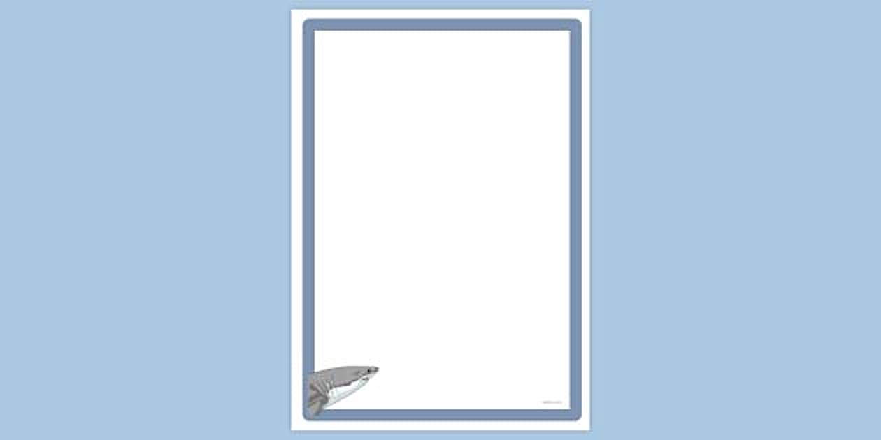 Simple Blank Scary Shark Page Border | Page Borders | Twinkl