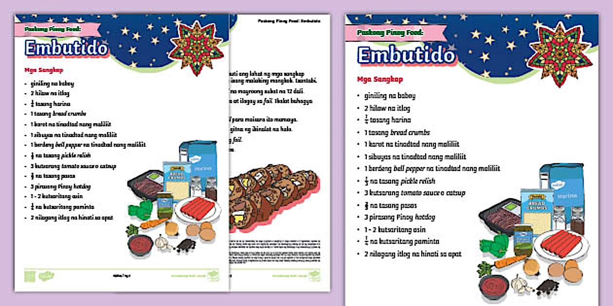 Paskong Pinoy Food: Embutido | Twinkl (teacher made)