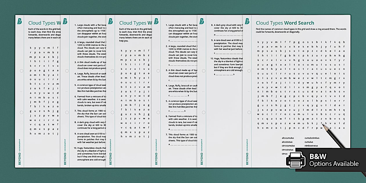 Cloud Types Word Search