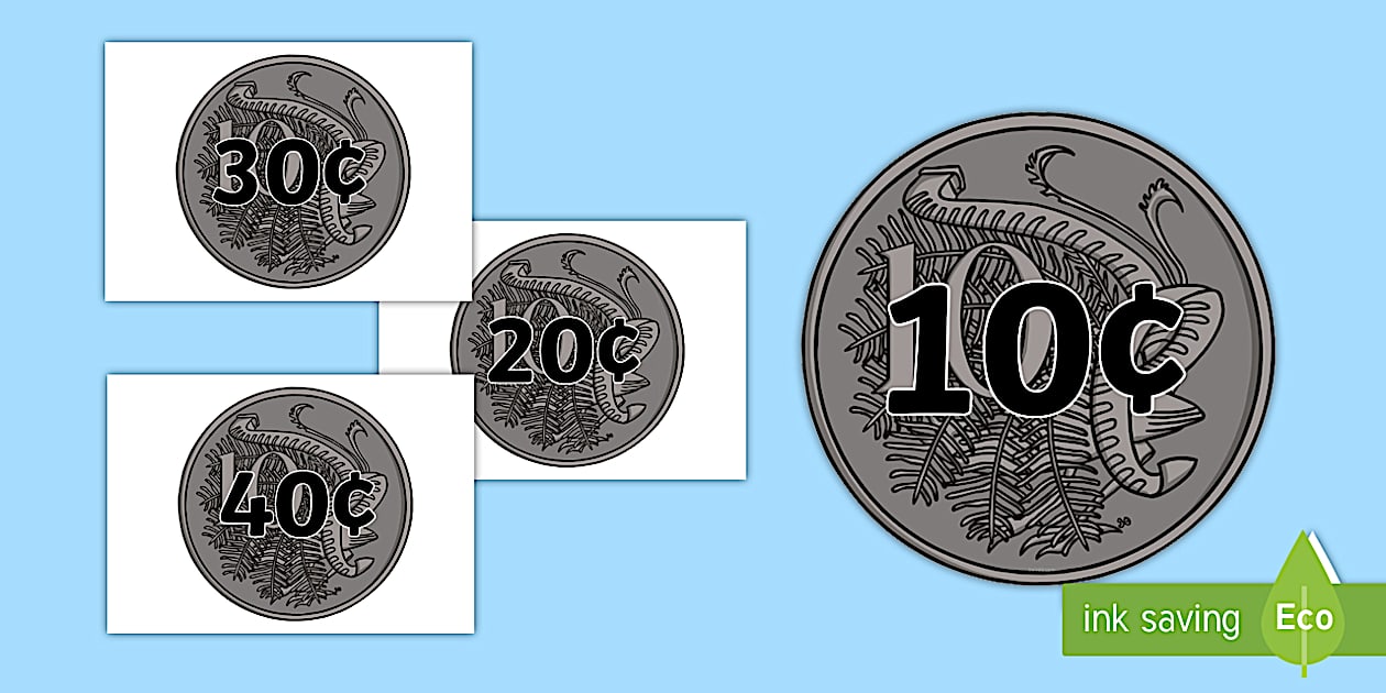 Counting by 10s on 10c Coins A4 Display Poster
