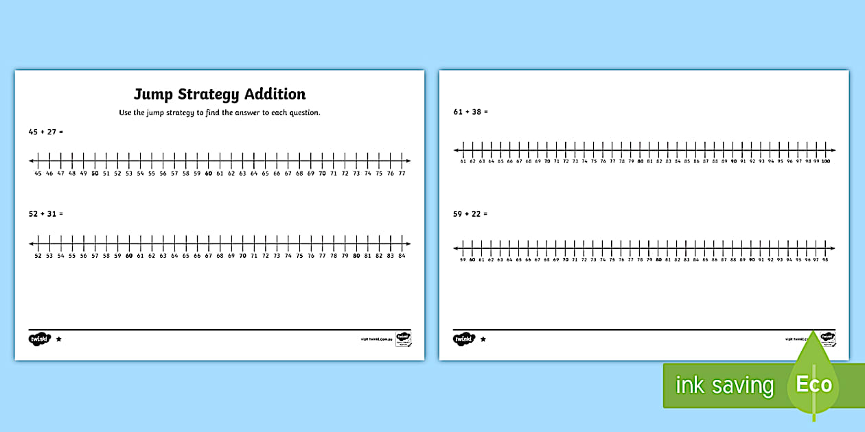 NSW Differentiated Jump Strategy Addition Worksheets