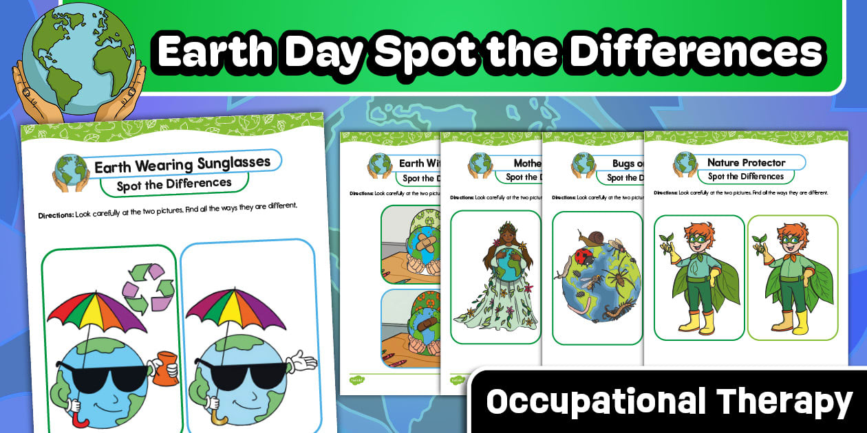 Earth Day Spot the Difference Visual Perception Activity Sheets for